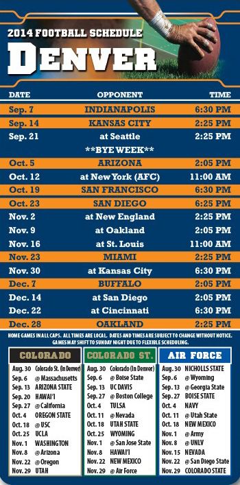 ReaMark Products: Denver Football Schedules